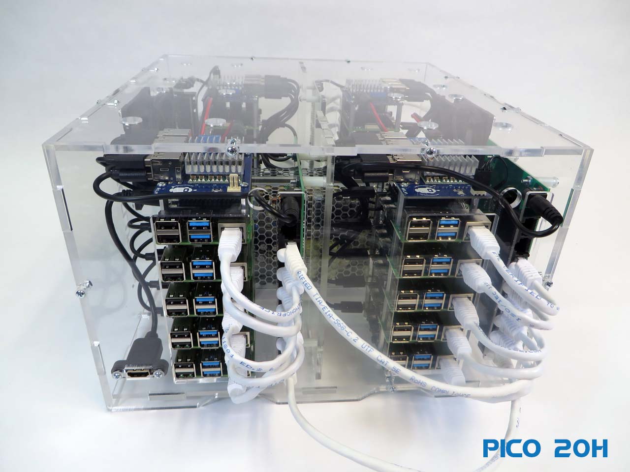 Pico 20 Raspberry Pi Cluster Pi4 4gb Picocluster Desktop Datacenter Picocluster Llc